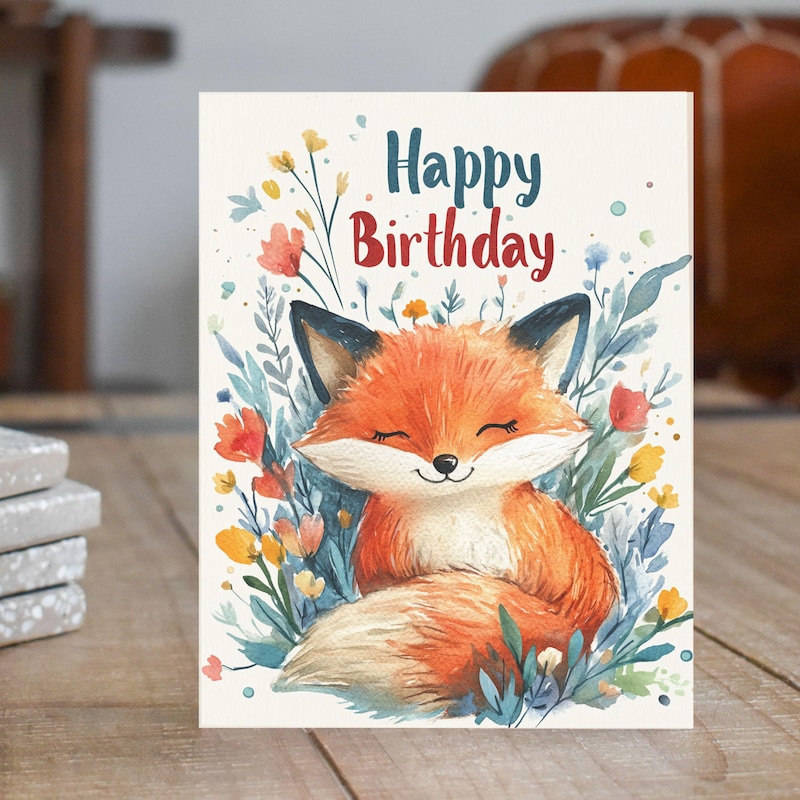 Cute Fox Birthday Cards - Etsy