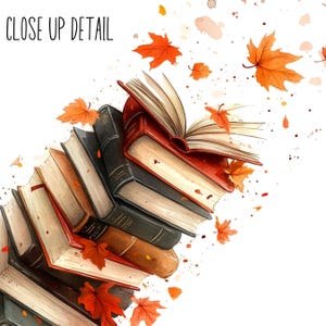 Autumn Books and Leaves Bookmark, Cozy Fall Reader Gift, Book Lover ...