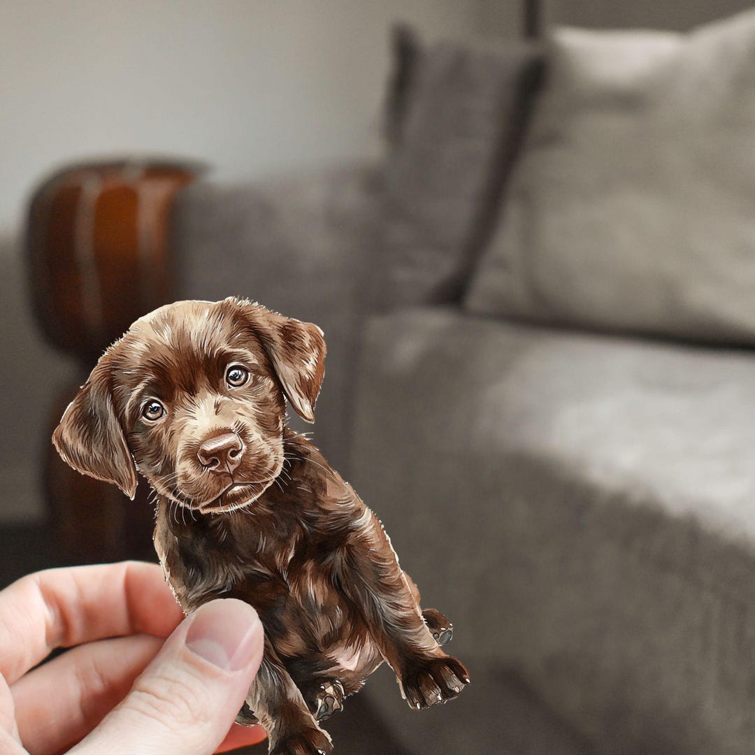 Watercolor Chocolate Labrador Puppy Vinyl Sticker, Cute Dog Sticker ...