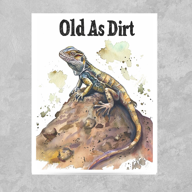 Funny Happy Birthday Card, Old as Dirt Birthday Card, Watercolor Card ...