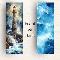 Original Lighthouse Watercolor Bookmark, Handmade Bookmark, Marine ...