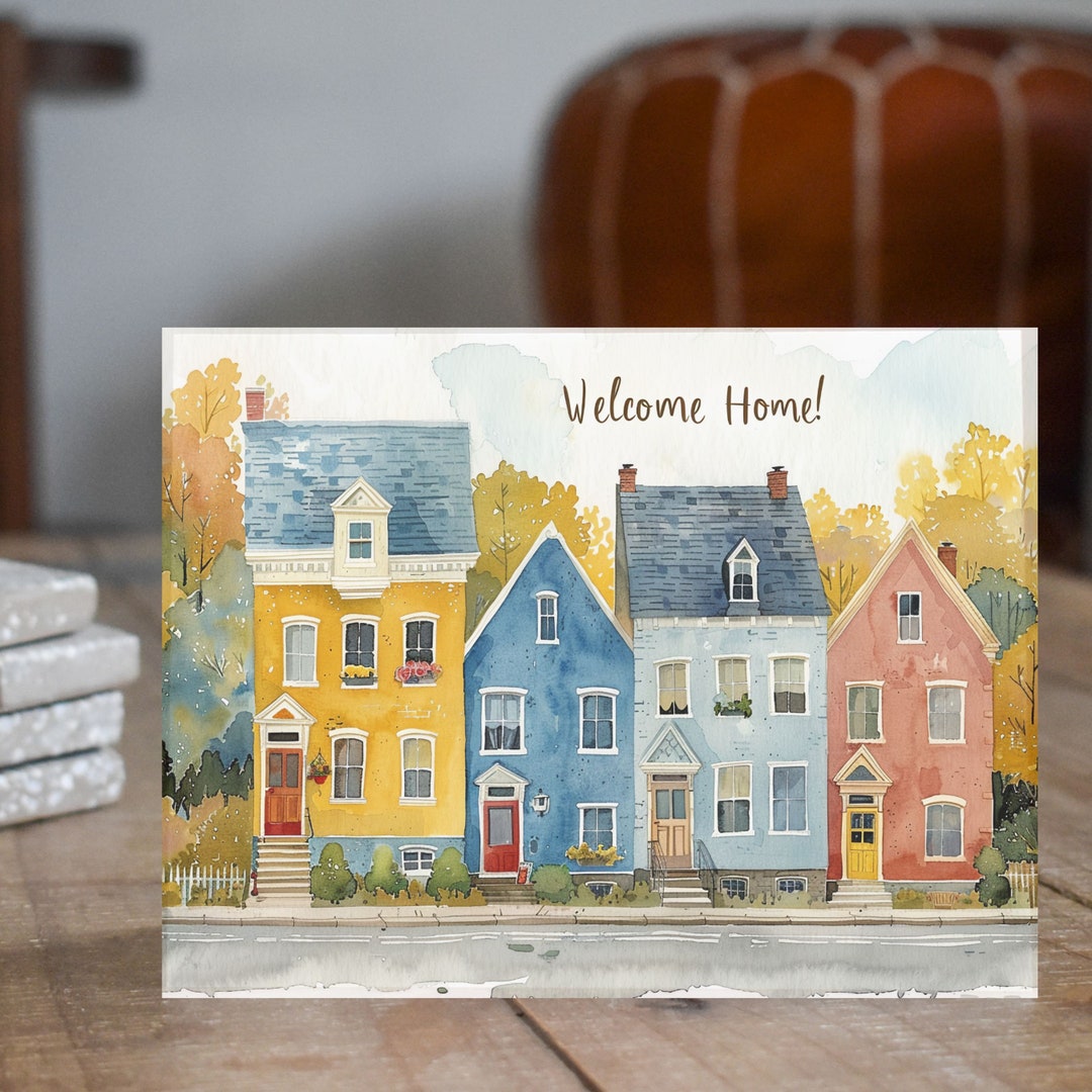 Housewarming, Welcome Home Card, Charming Watercolor New Home Greeting ...