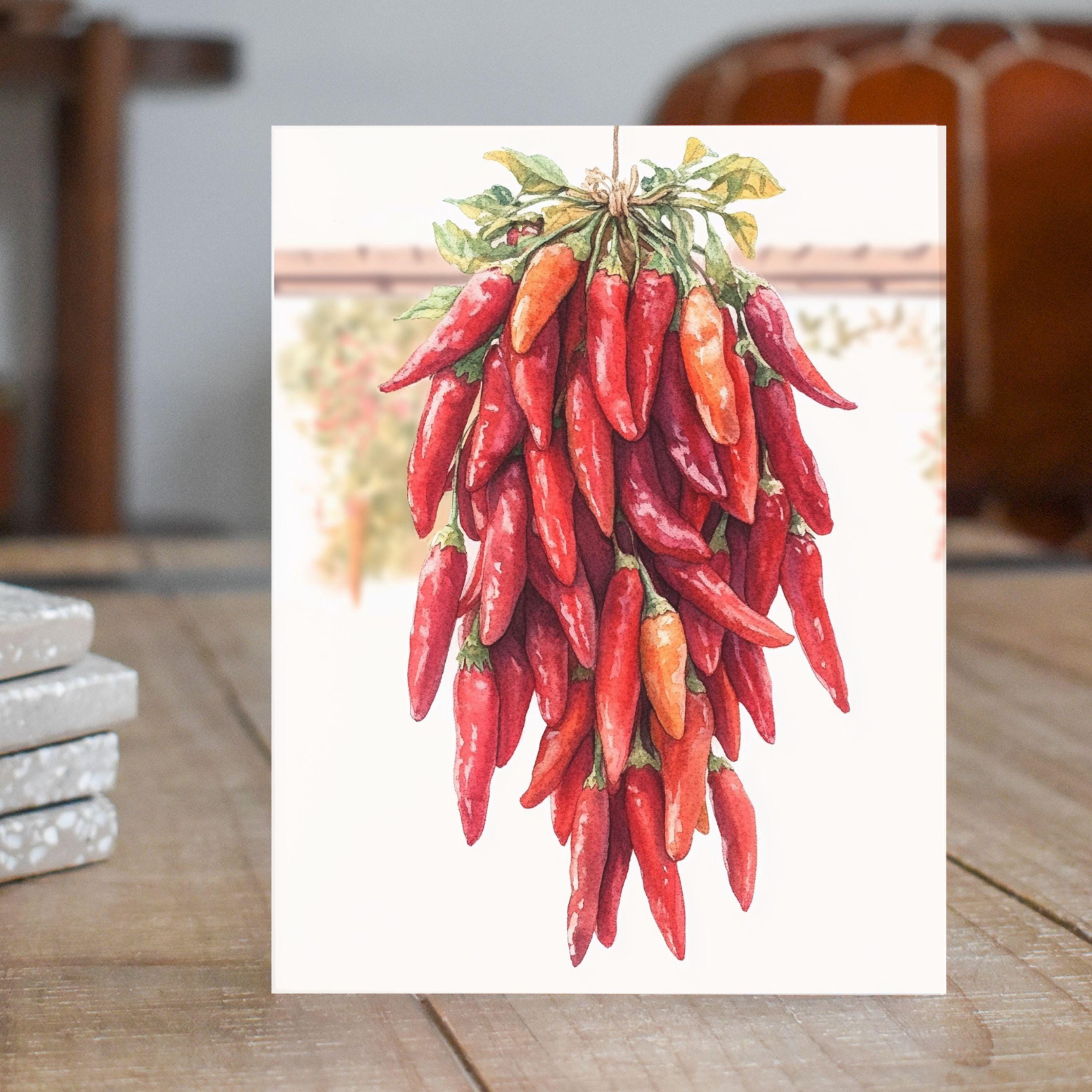 Red Chile Ristra Watercolor Print, Southwest Traditions Art, Handmade ...