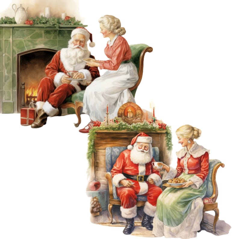 Vintage Santa PNG Christmas Clipart Images for Cards Crafts - Etsy