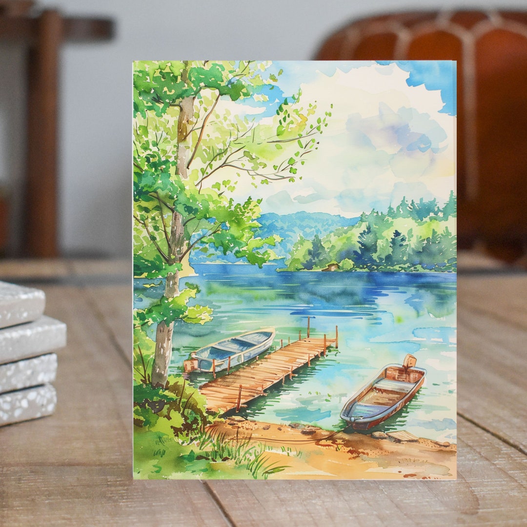 Lake Life Greeting Card Dockside View, Vacation Vibes 1st in Series ...