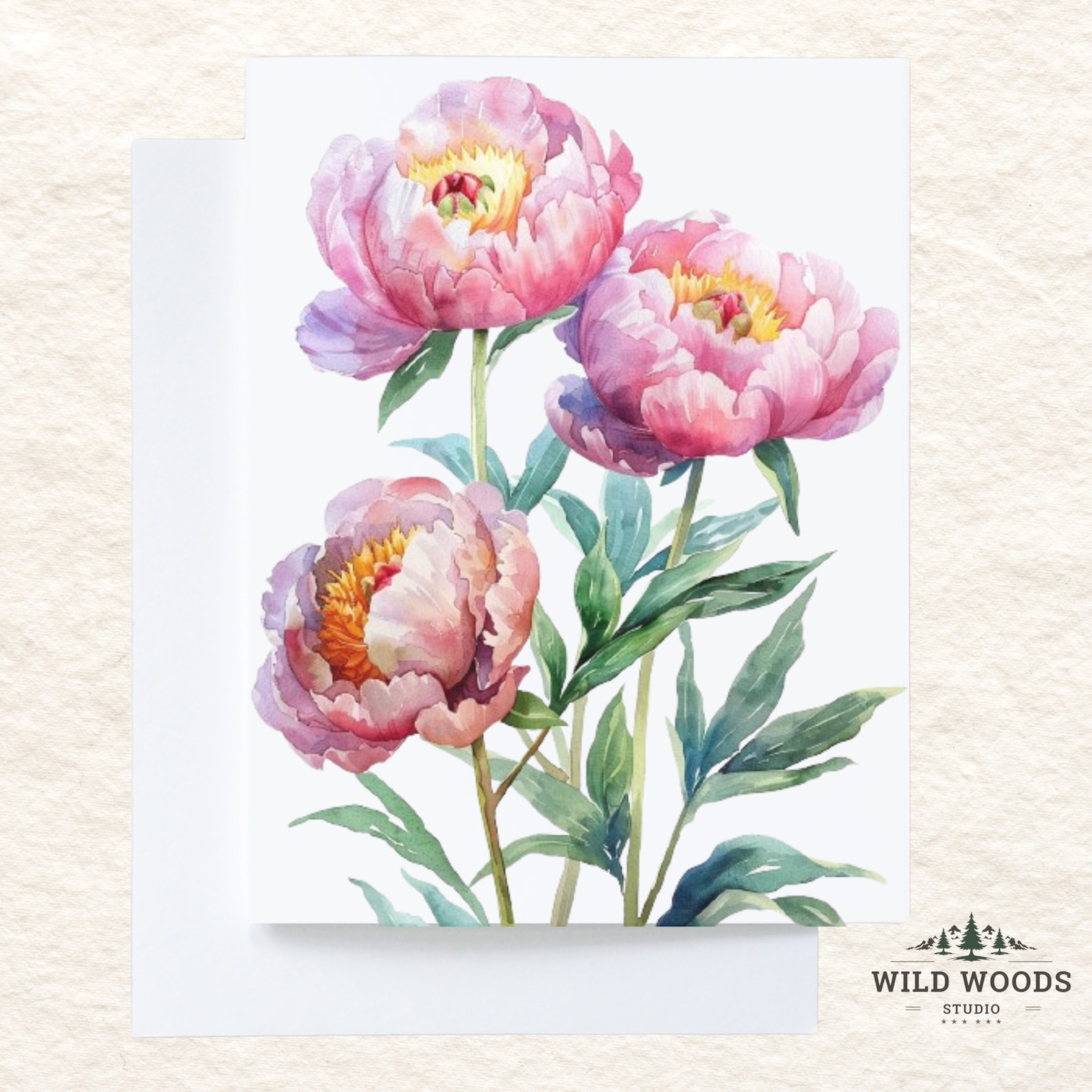 Pastel Peony Watercolor Greeting Card - Soft Pink Floral Art - Elegant ...