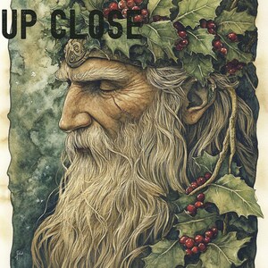 Pagan Yule Holly King Watercolor Art Print Winter Solstice Decor, Pagan ...
