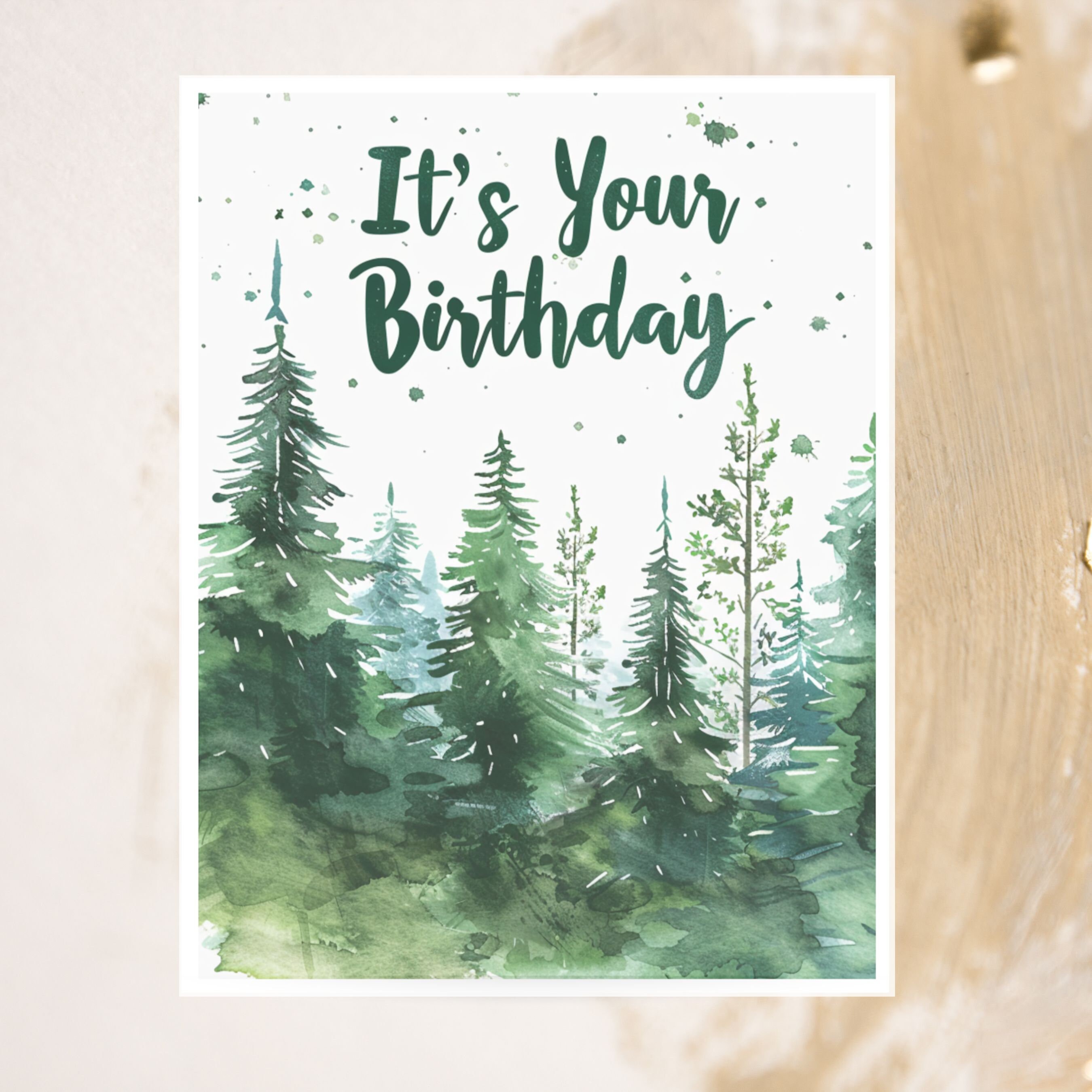Forest Birthday Card, Happy Birthday Card, Watercolor Birthday Card ...