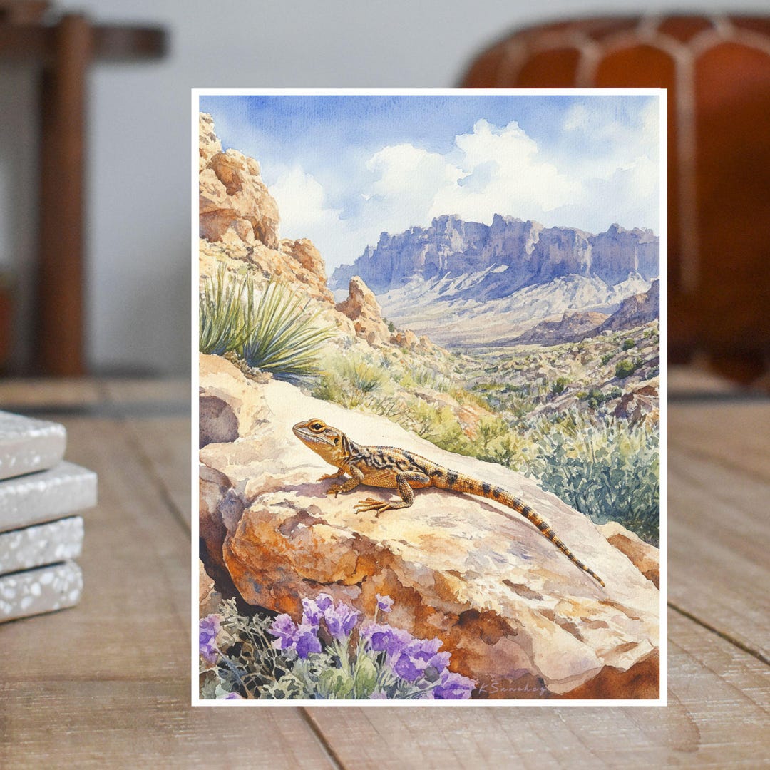 Title is Desert Sentinel – Lizard in the Southwest - Watercolor ...