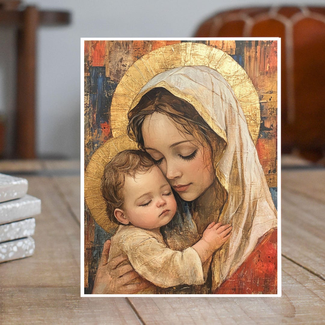 Mary and Baby Jesus Christmas Nativity Card, Religious Greeting, Faith ...