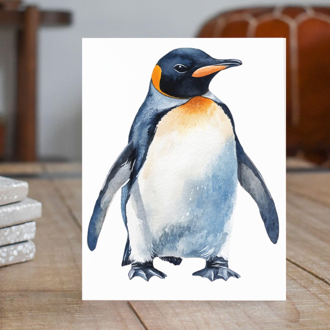Penguin Note Card, Antarctic Wildlife Watercolor, Thank You, All ...
