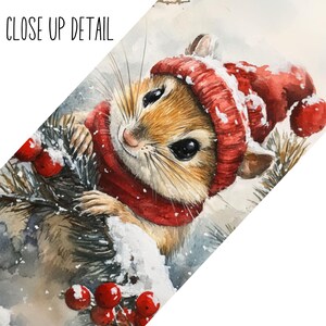 Christmas Dormouse Bookmark, Watercolor Winter Animal, Cute Mouse ...