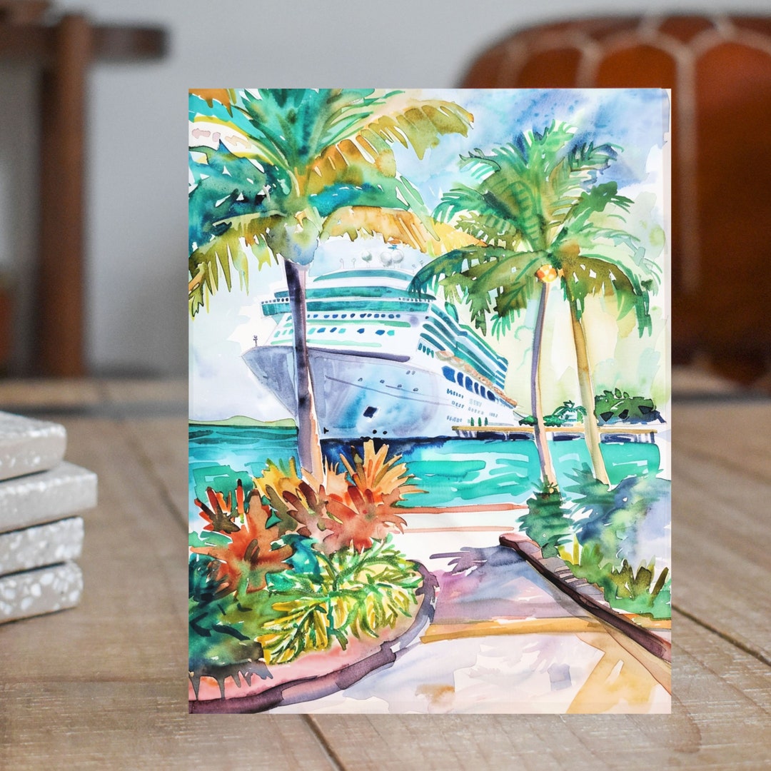 Cruise Ship Greeting Card, Vacation Vibes, Note Cards, Thank You Cards ...