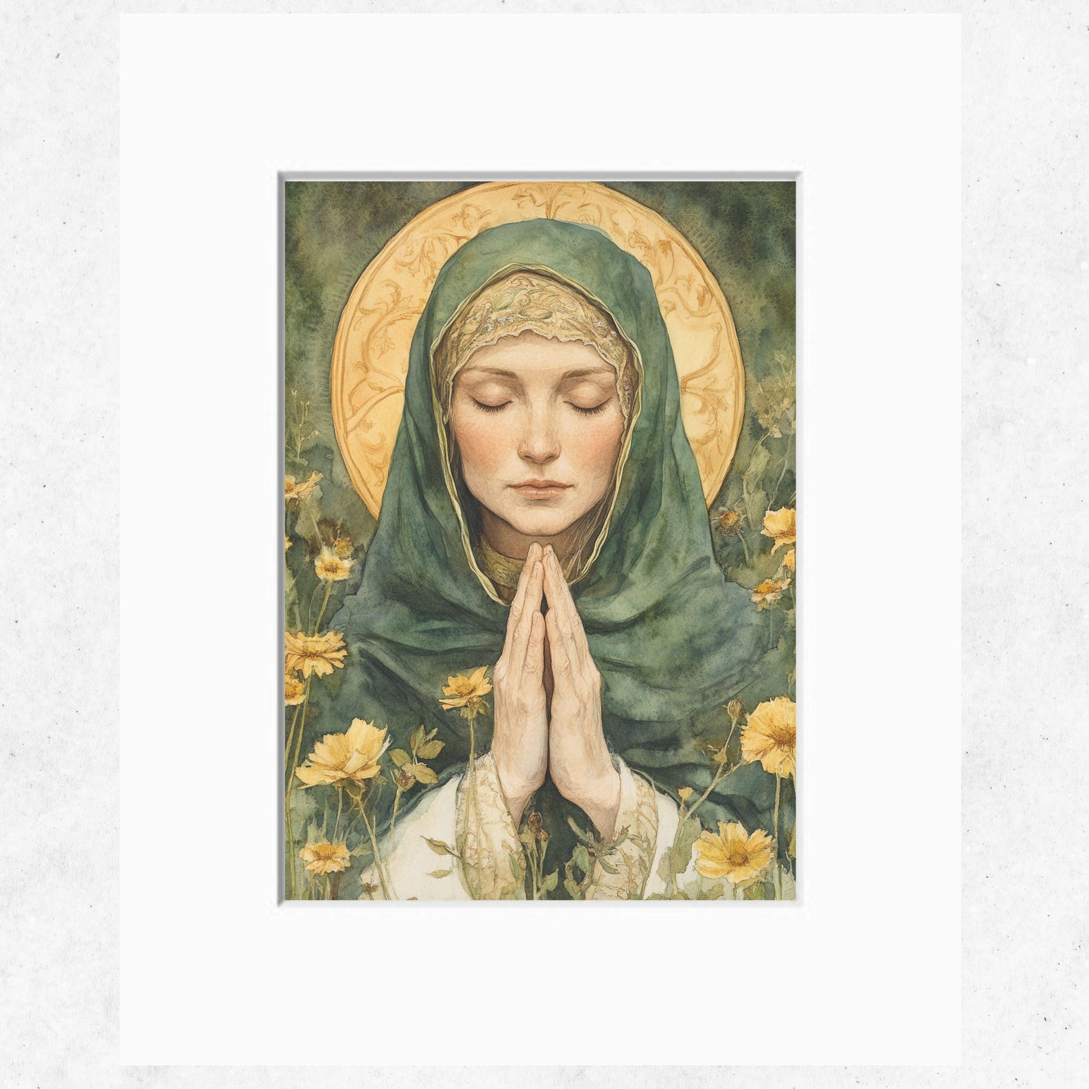Saint Brigid of Ireland – Watercolor Rustic Wall Art Print Original Art ...