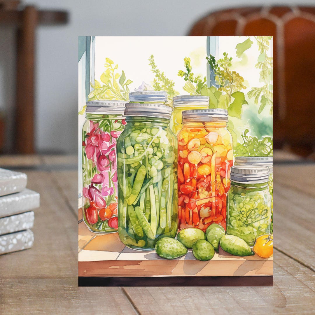 Preserved Spring Greeting Card , Homemade Canning Food Jars, Note Card ...