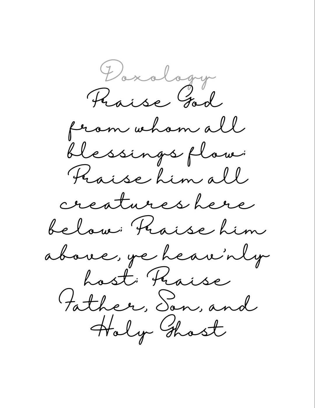 Printable- Elegant Doxology Poster (unframed) - Etsy
