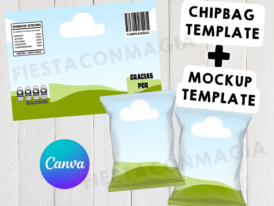 Chip Bag Template Editable With Mock up Template and Backgrounds Images ...
