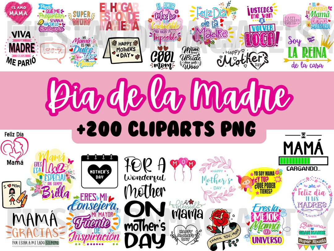 Bundle 200 PNG Cliparts Día de la Madre Mother Day Frases Divertidas ...