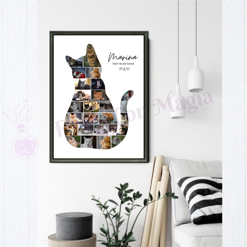 Custom Cat Photo Collage Canva Template, Editable Cat Picture Collage ...