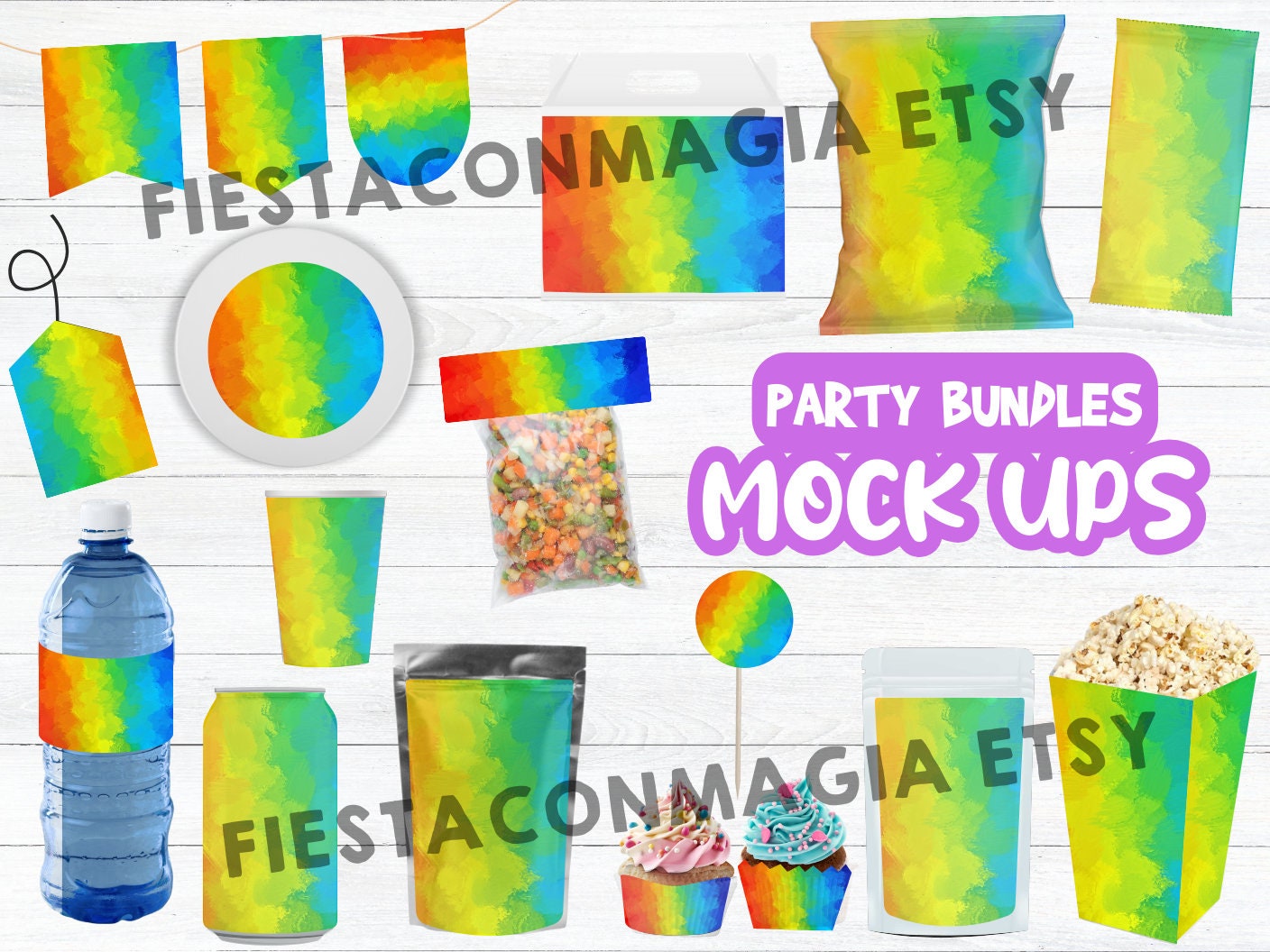 Party Bundle 15 Mockups for CANVA Templates Pennant Templates Cupcakes ...