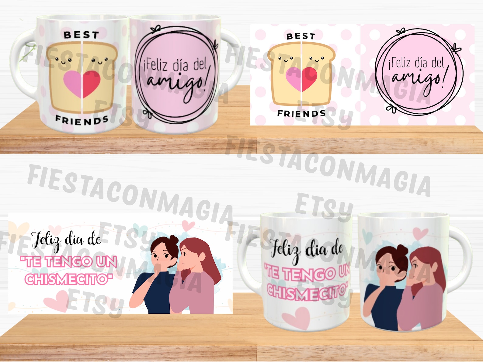 Día del amigo Friendship Day 20 Templates for Mug 20 Plantillas tazas ...