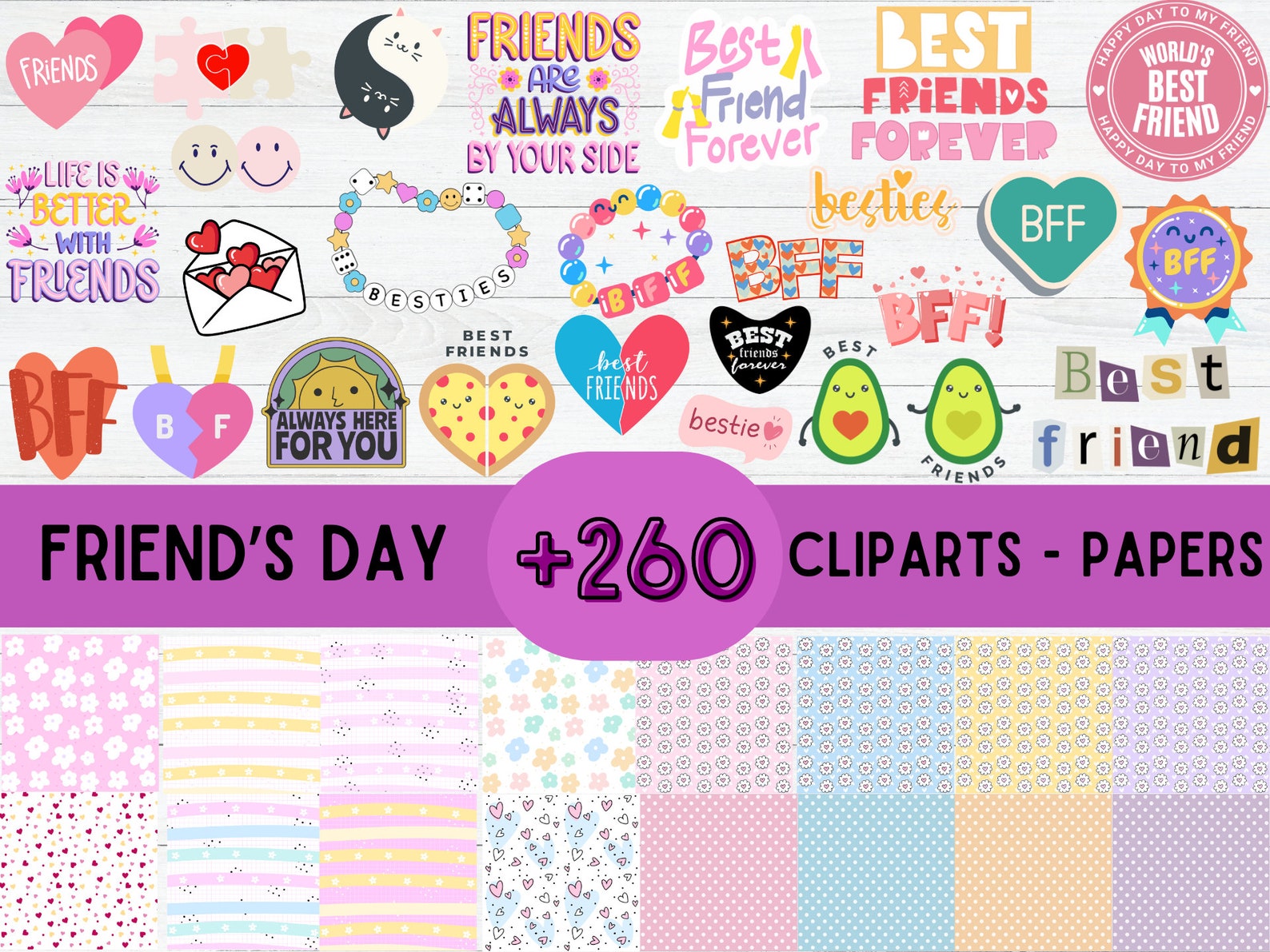 Bundle Friend's Day Cliparts Papers Friend Best Friend BFF PNG CANVA ...