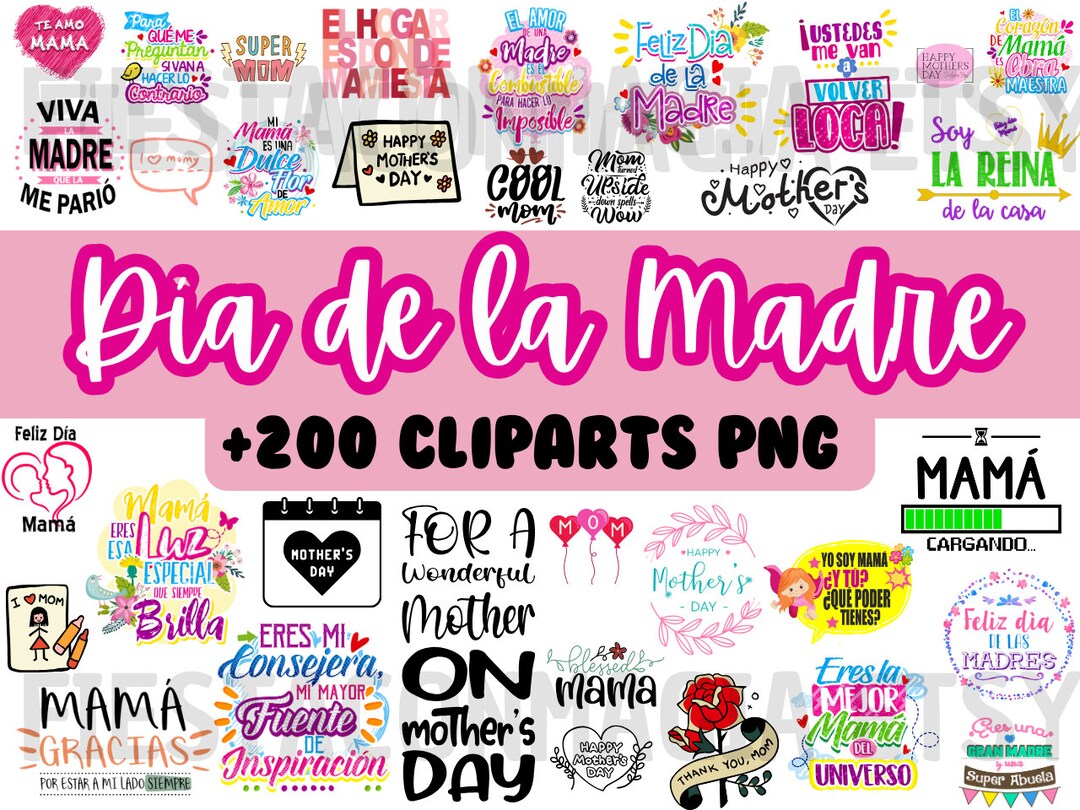Bundle 200 PNG Cliparts Día de la Madre Mother Day Frases Divertidas ...
