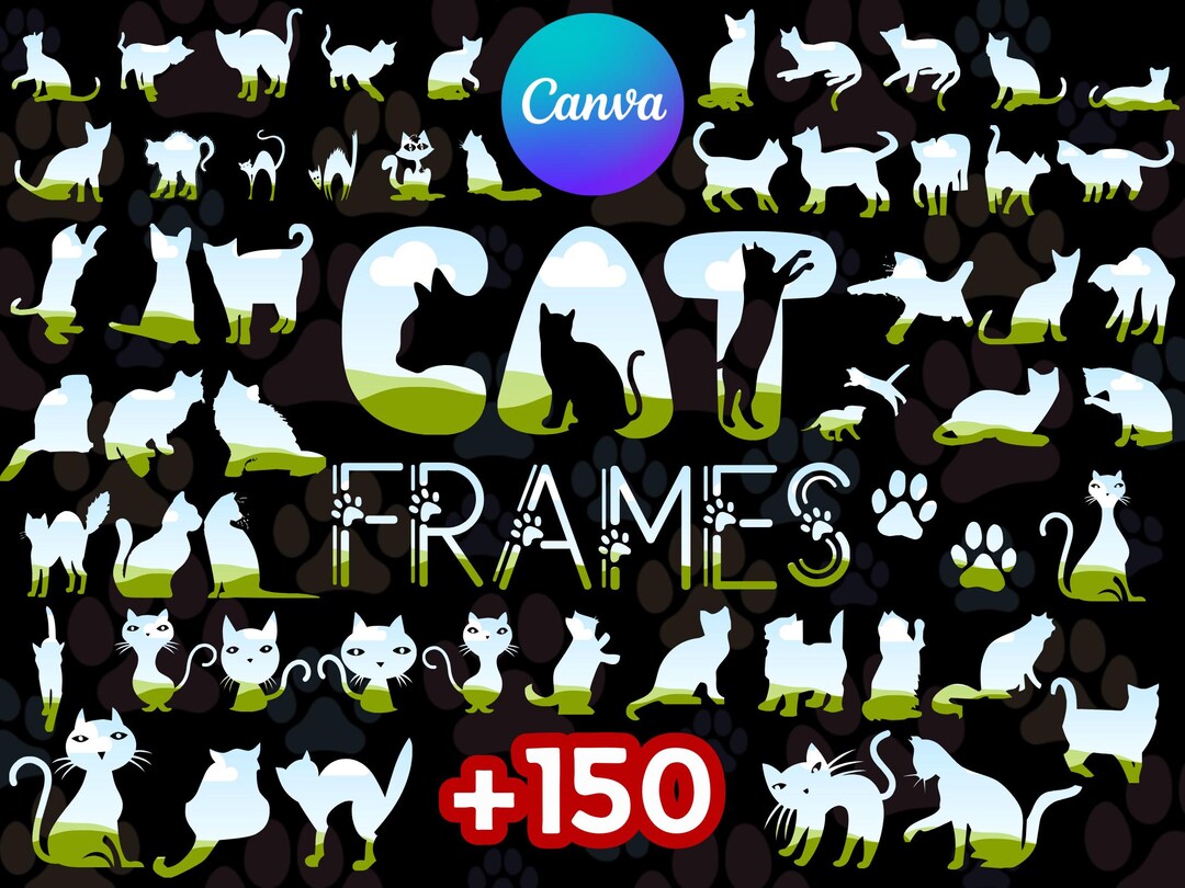 Mega Bundle Cat Frames for Canva +150 Frame Drag an Drop Cats Lover ...