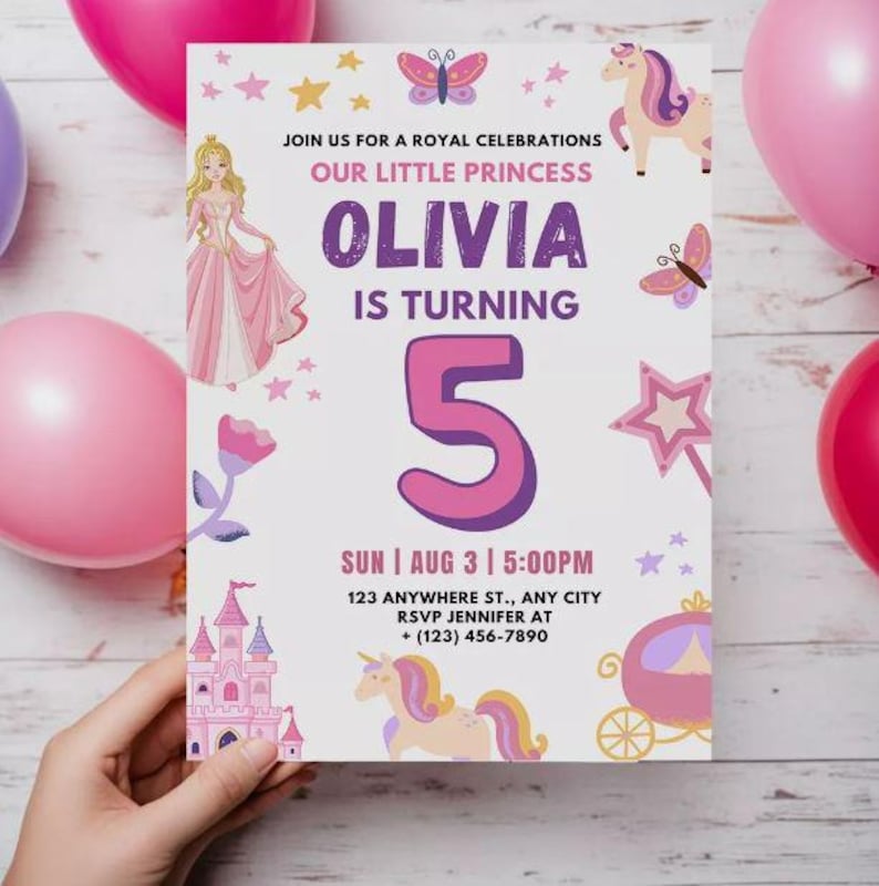 EDITABLE Royal Princess Birthday Party Invitation Template, Instant ...