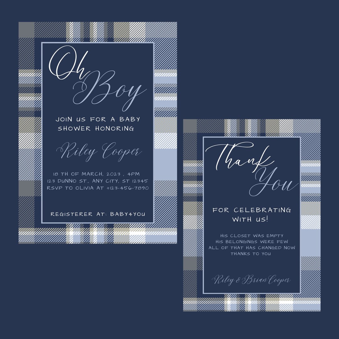 Plaid Baby Shower Invitation Baby Shower Baby Shower - Etsy