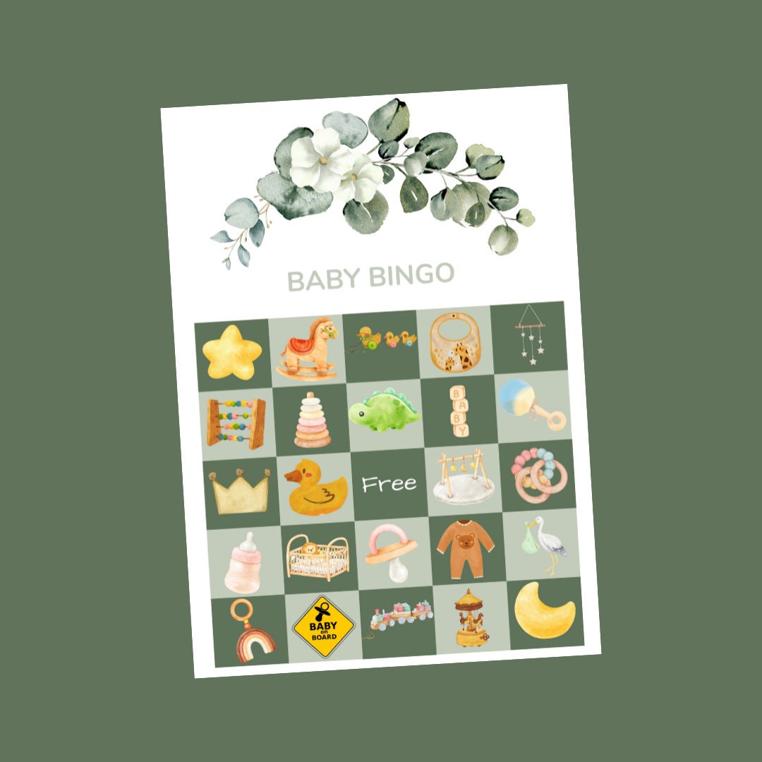 Baby Bingo Cards Printable Baby Shower Games Eucalyptus Baby - Etsy