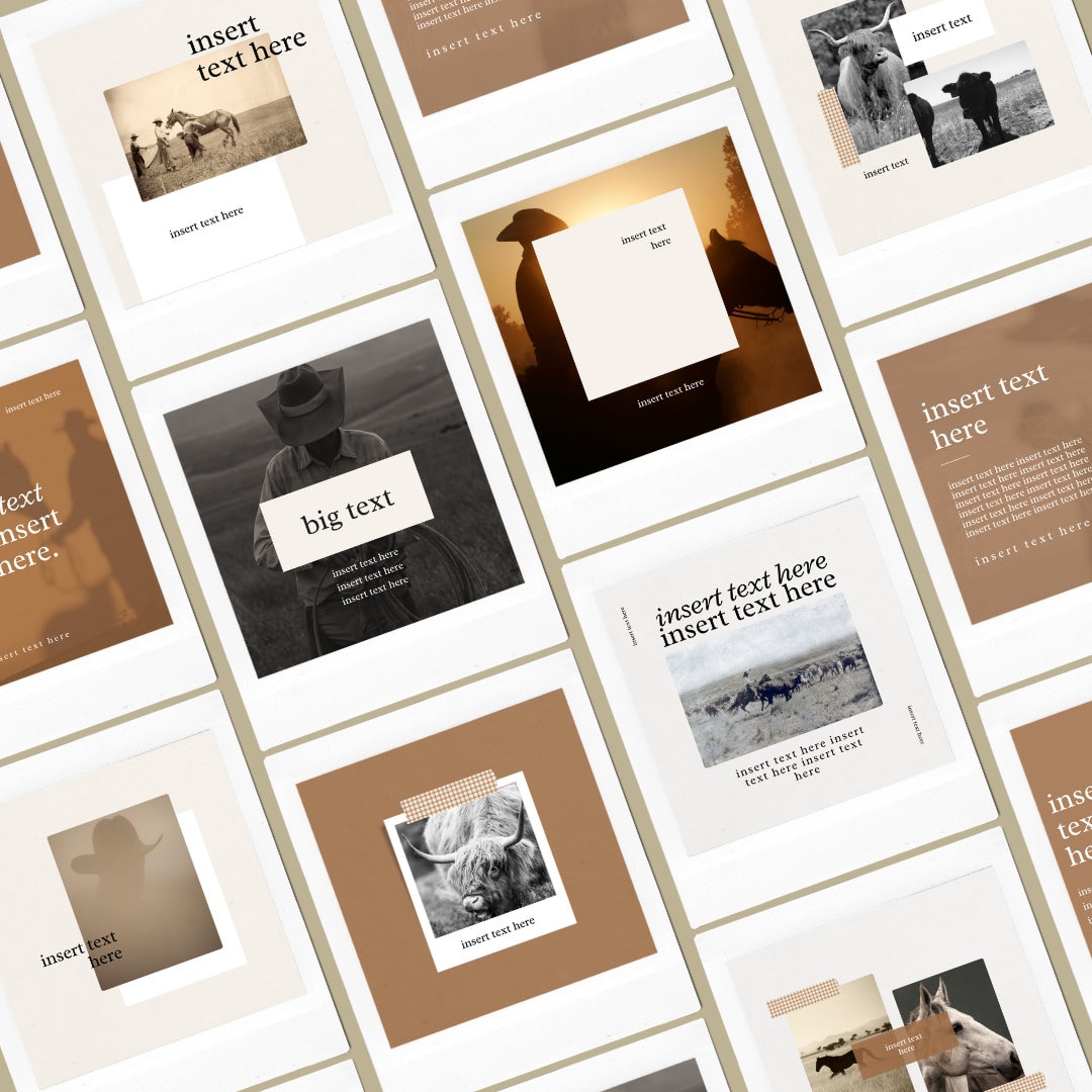 Modern Cowboy Western Social Media Templates - Etsy