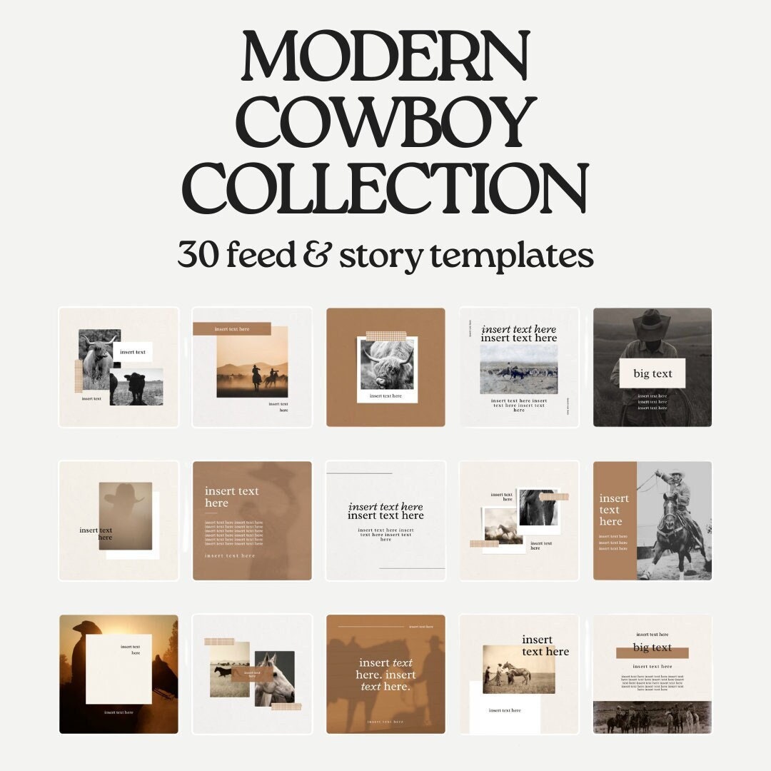 Modern Cowboy Western Social Media Templates - Etsy
