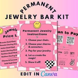 DIY Permanent Jewelry Business Bundle Kit, Check Print Editable ...