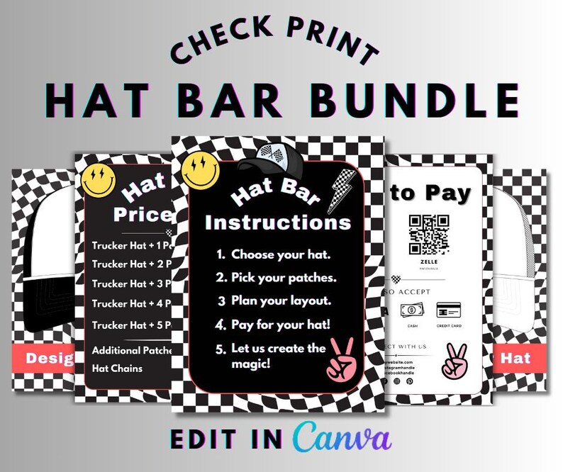 DIY Check Print Emo Punk Digital Download Kit Flyer Template - Black ...