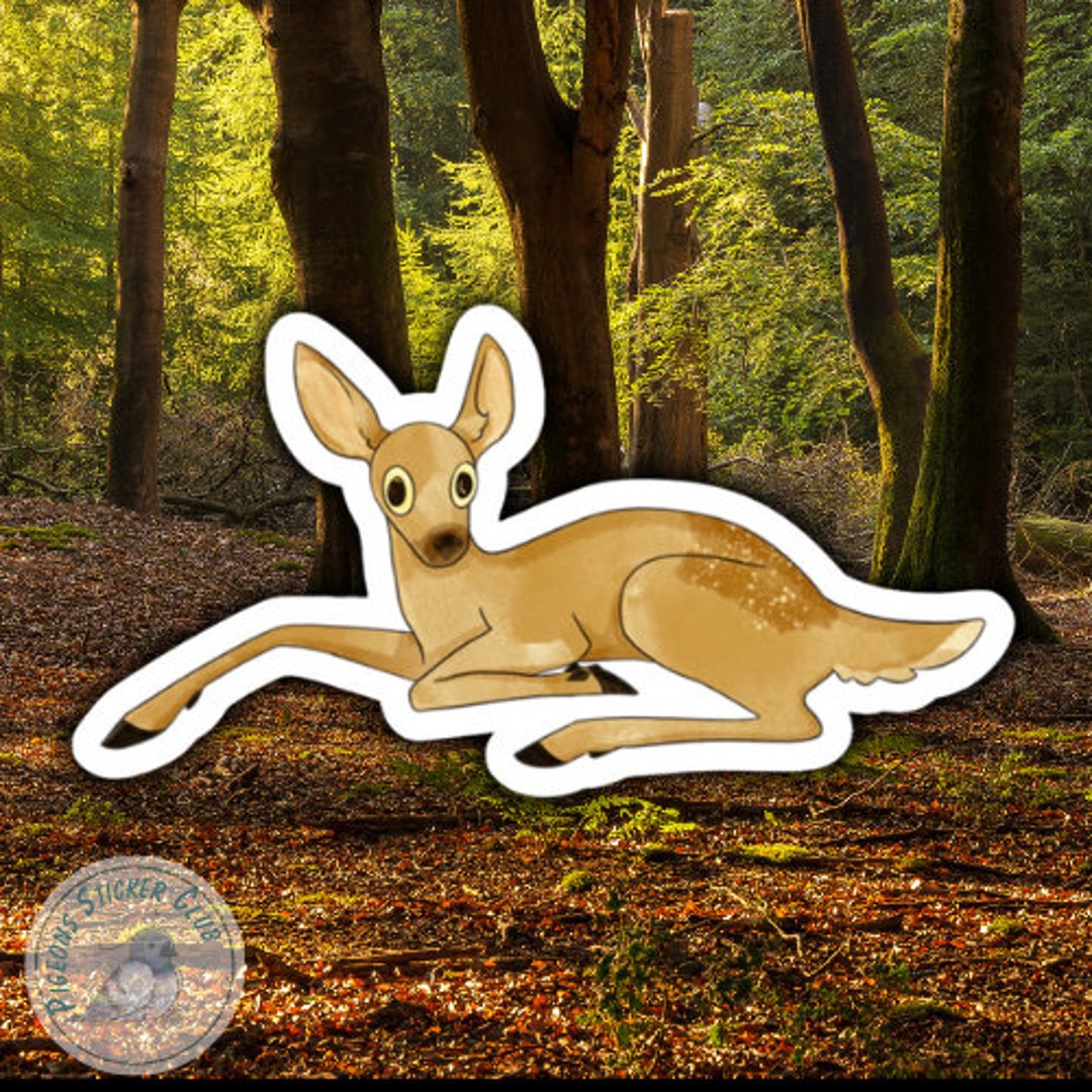 Cute Deer Doe Faun Laying Down Hand Drawn Sticker Vinyl Decals Laptop ...