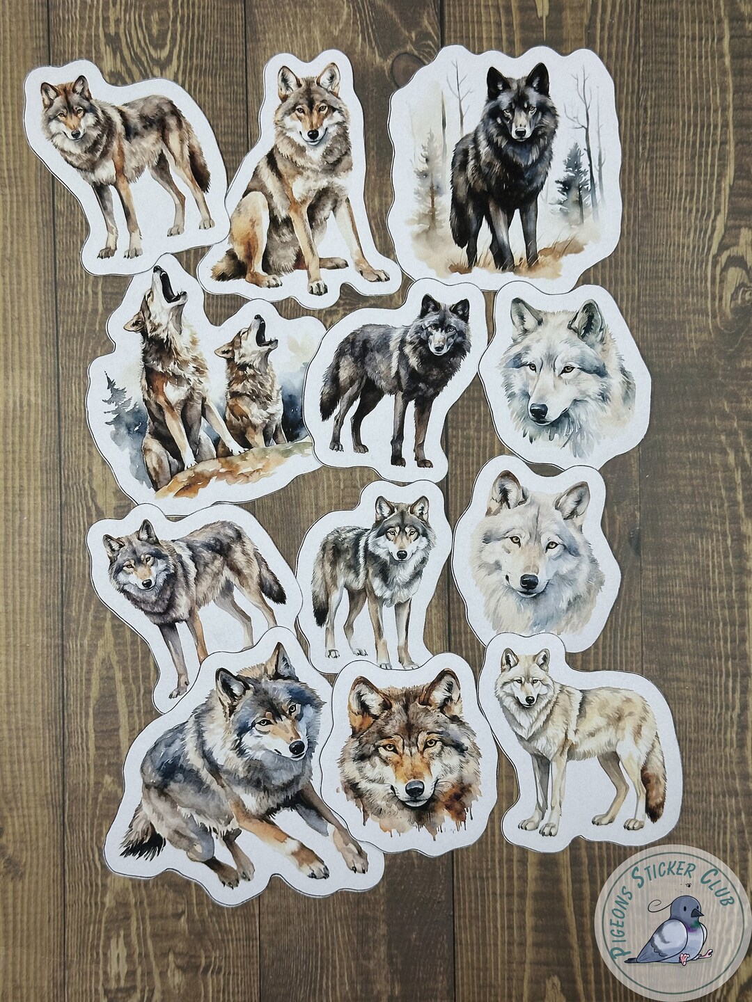 Printable Wolf Fussy Cut 12 Sticker Pack Junk Journal Ephemera Cute ...
