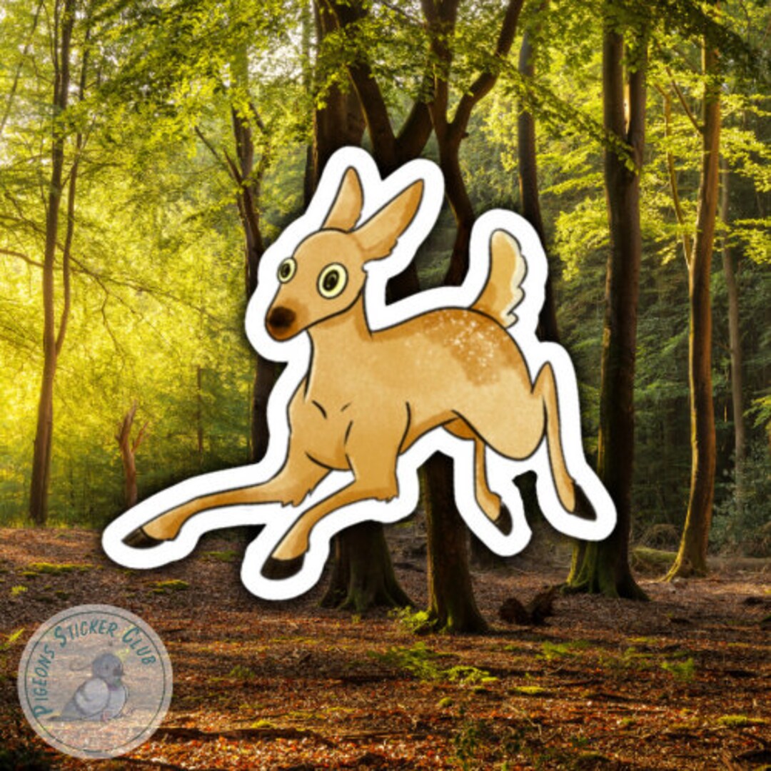 Cute Leaping Deer Doe Faun Baby Hand Drawn Sticker Vinyl Decals Laptop ...