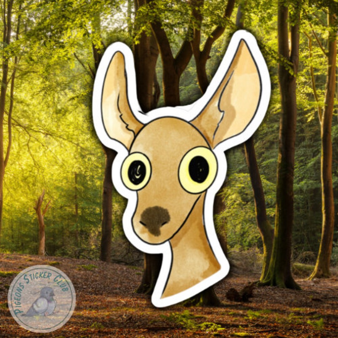 Cute Deer in Headlights Doe Faun Hand Drawn Sticker Vinyl Decals Laptop ...