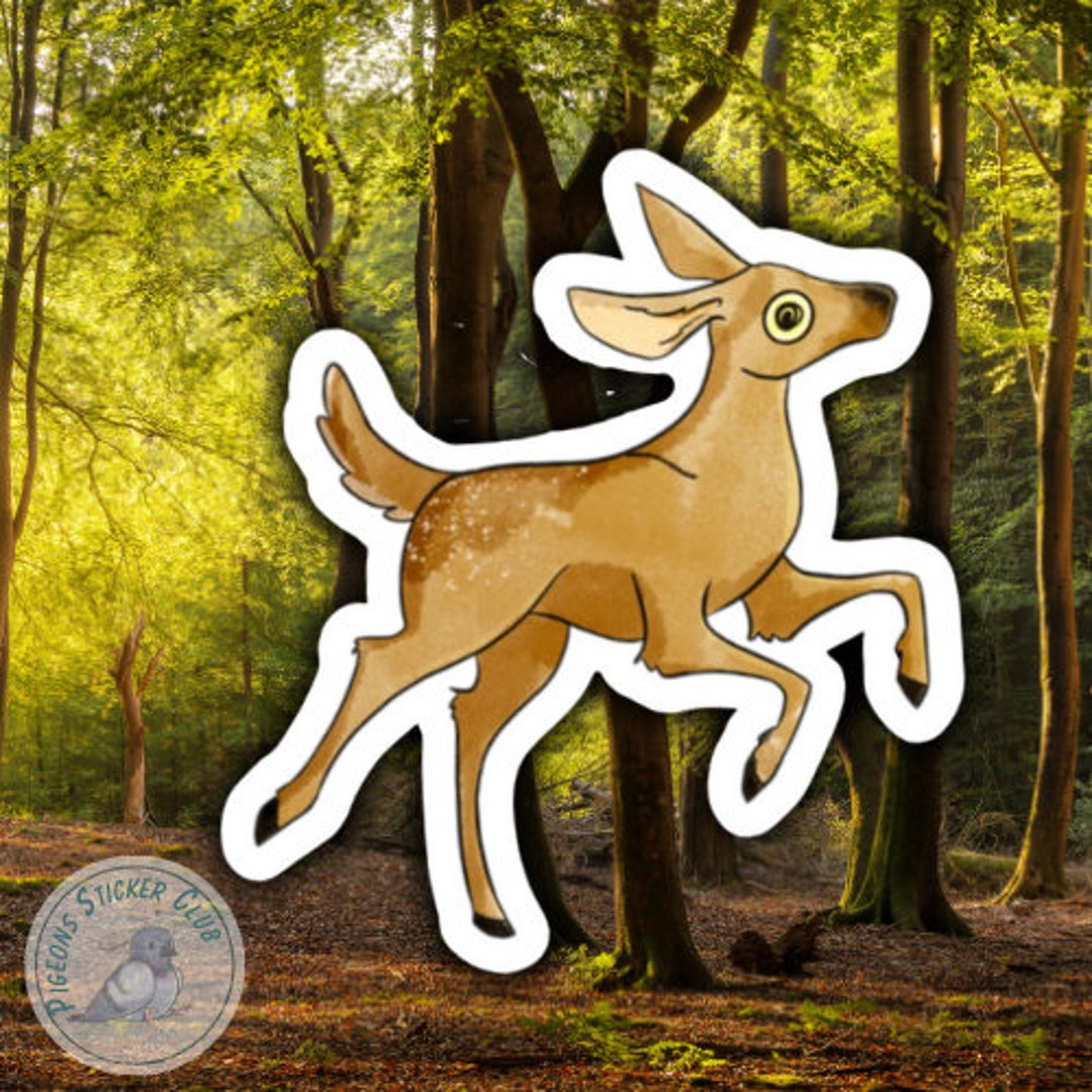 Cute Leaping Deer Doe Faun Baby Hand Drawn Sticker Vinyl Decals Laptop ...