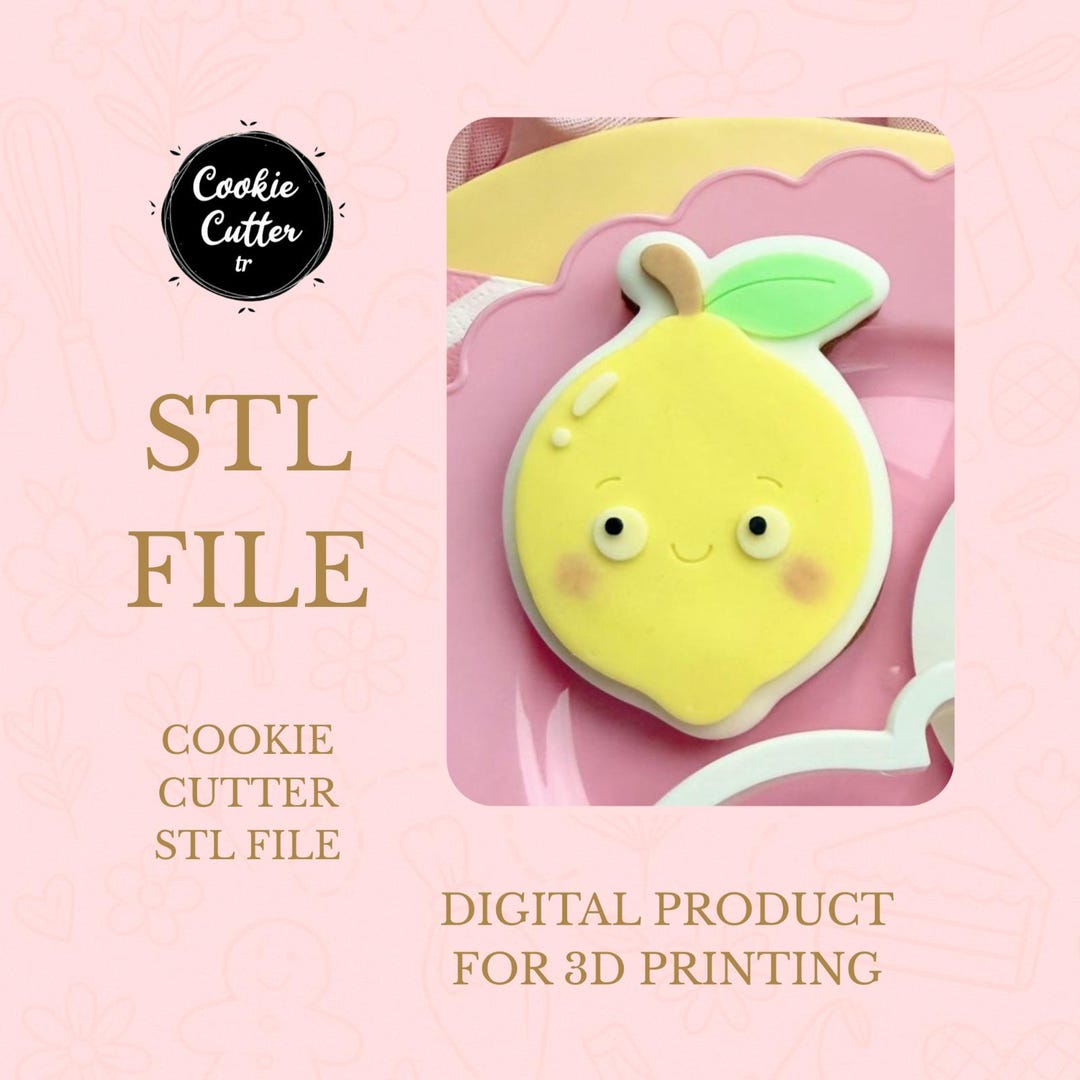 Kawaii Lemon Cookie Cutter, Valentine's Day Embossed Design (3D ...