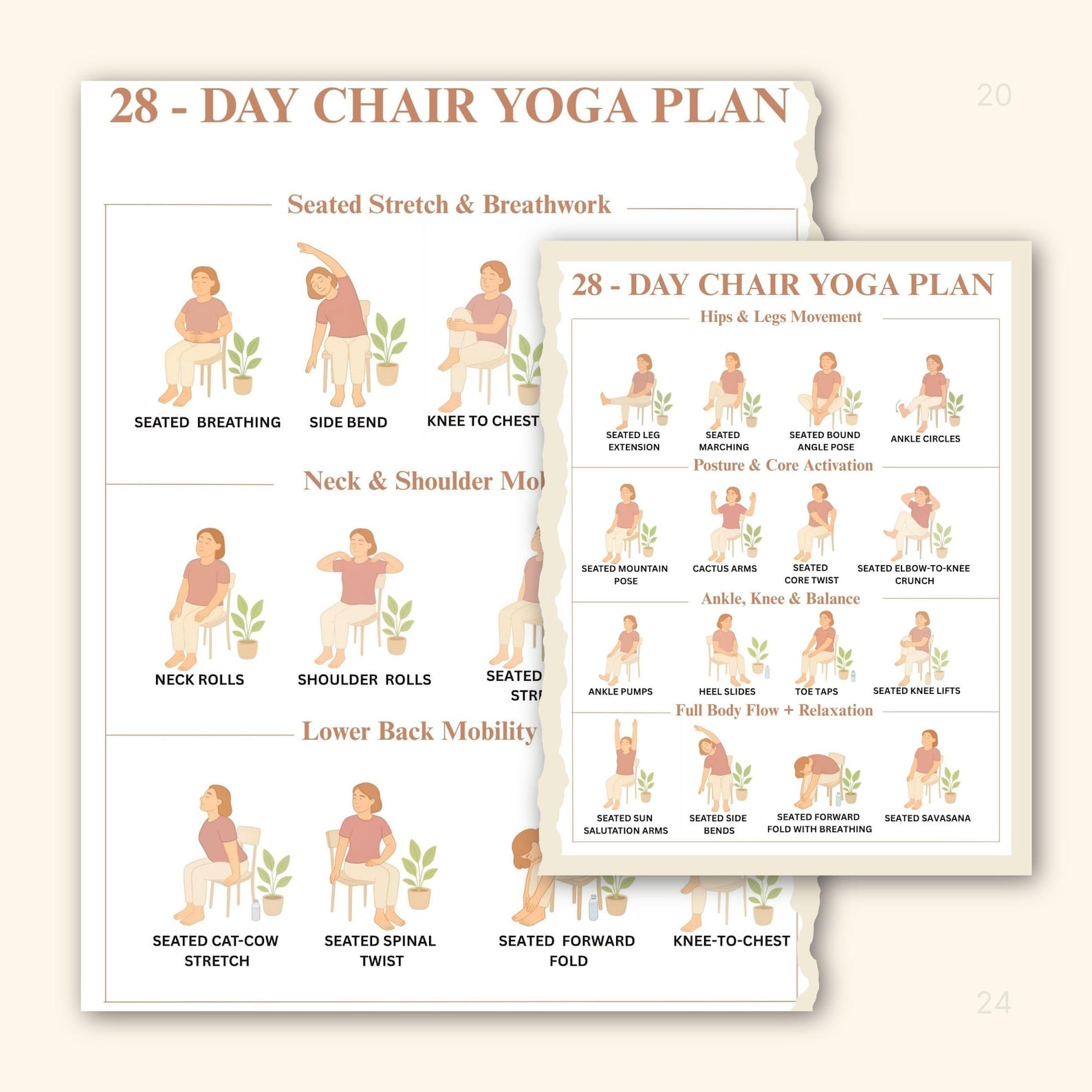 Chair Yoga for Seniors Printable | Gentle Seated Exercises for Mobility ...