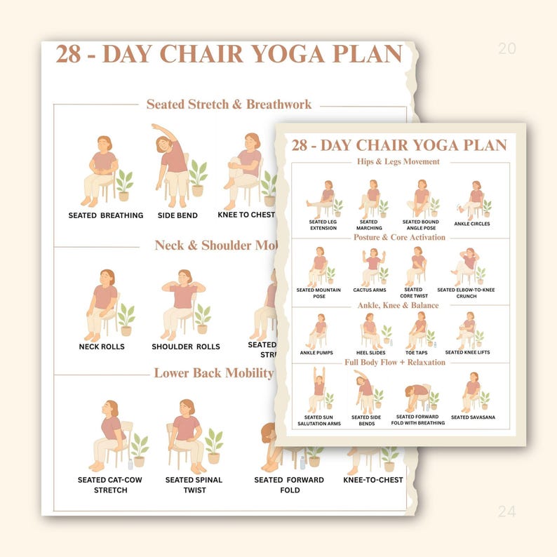 Chair Yoga for Seniors Printable | Gentle Seated Exercises for Mobility ...