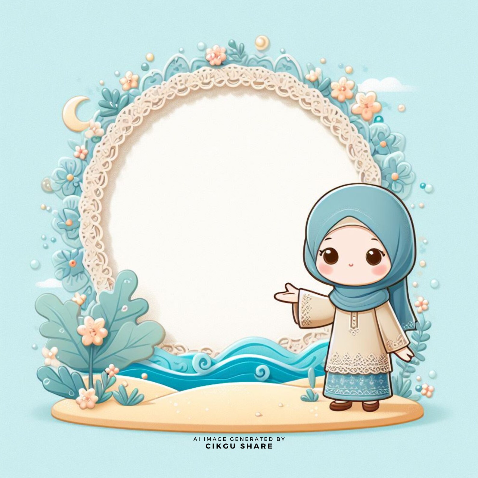 1:1 Digital Frame Border Design Cute Little Girl With Hijab Theme - Etsy UK