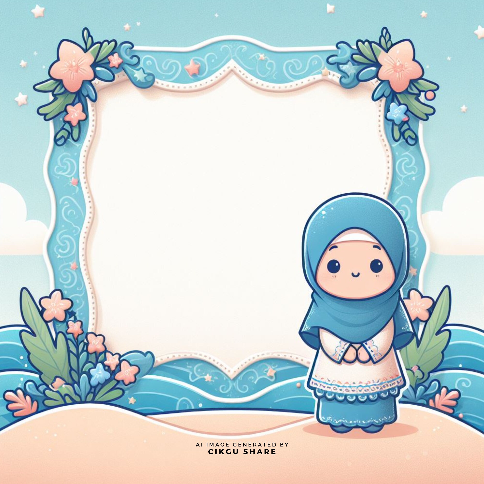 1:1 Digital Frame Border Design Cute Little Girl With Hijab Theme - Etsy UK