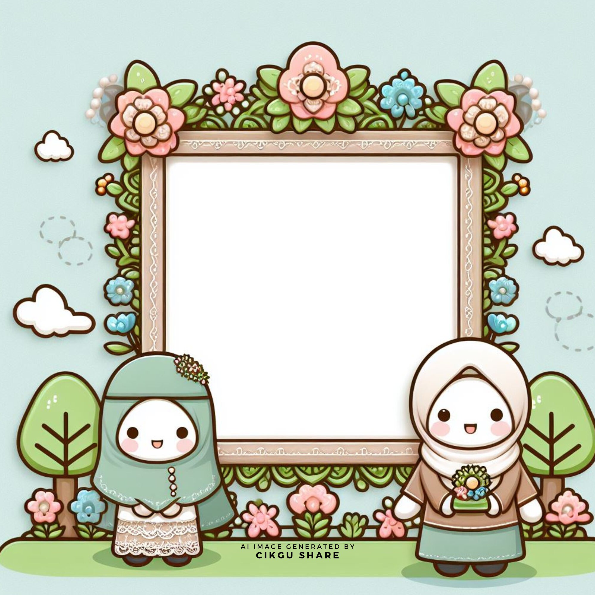 1:1 Digital Frame Border Design Cute Little Girl With Hijab Theme - Etsy UK