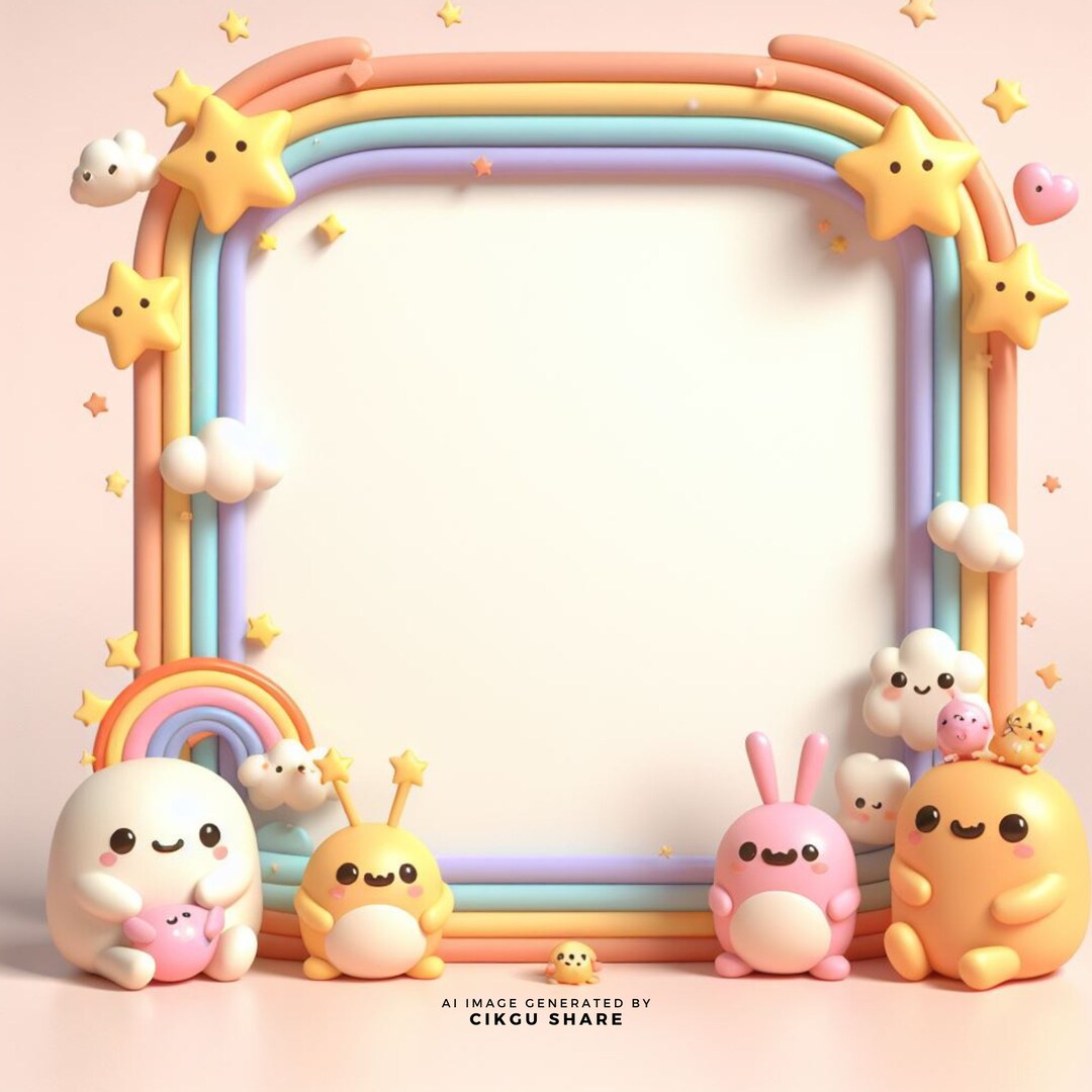 1:1 Digital Frame Border Design 3D Rainbow Theme - Etsy