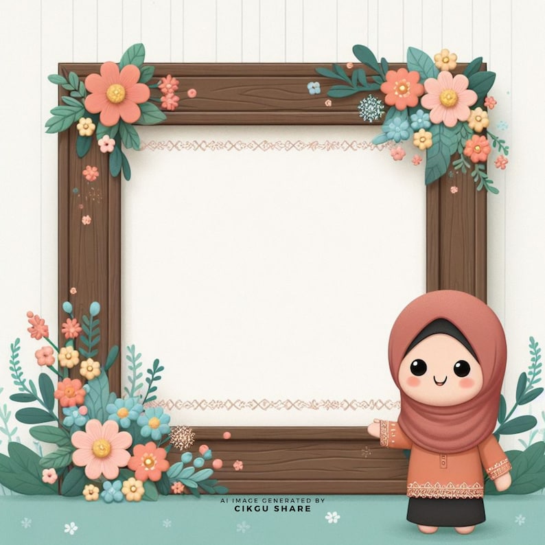 1:1 Digital Frame Border Design Cute Little Girl With Hijab Theme - Etsy UK