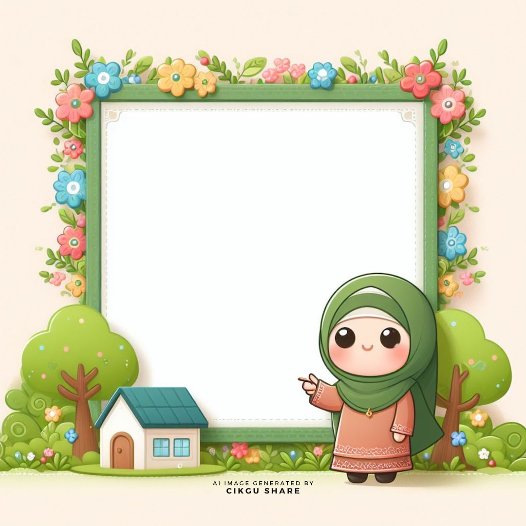 1:1 Digital Frame Border Design Cute Little Girl With Hijab Theme - Etsy UK