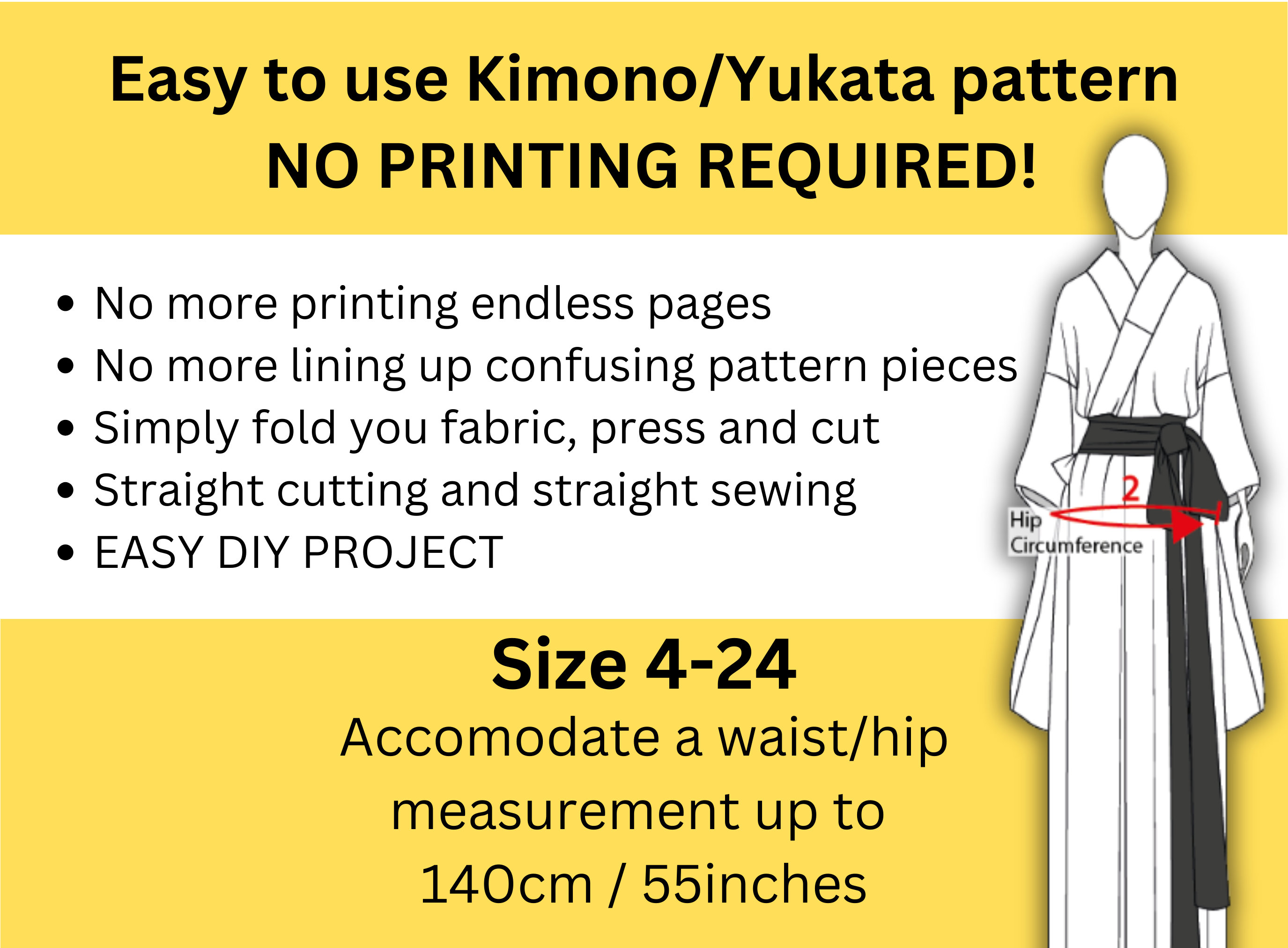 Paperless DIY Kimono Yukata Pattern Easy to Sew With Western - Etsy Australia